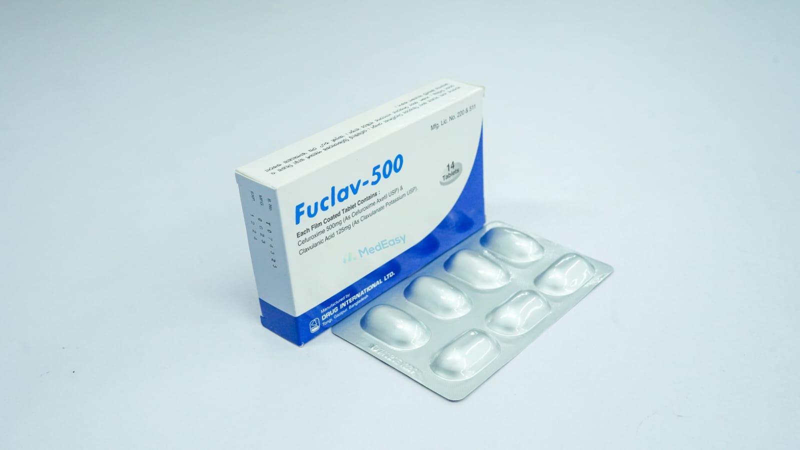 Fuclav 500 mg+125 mg - ফুক্ল্যাভ ৫০০ মি.গ্রা.+১২৫ মি.গ্রা. ট্যাবলেট ...