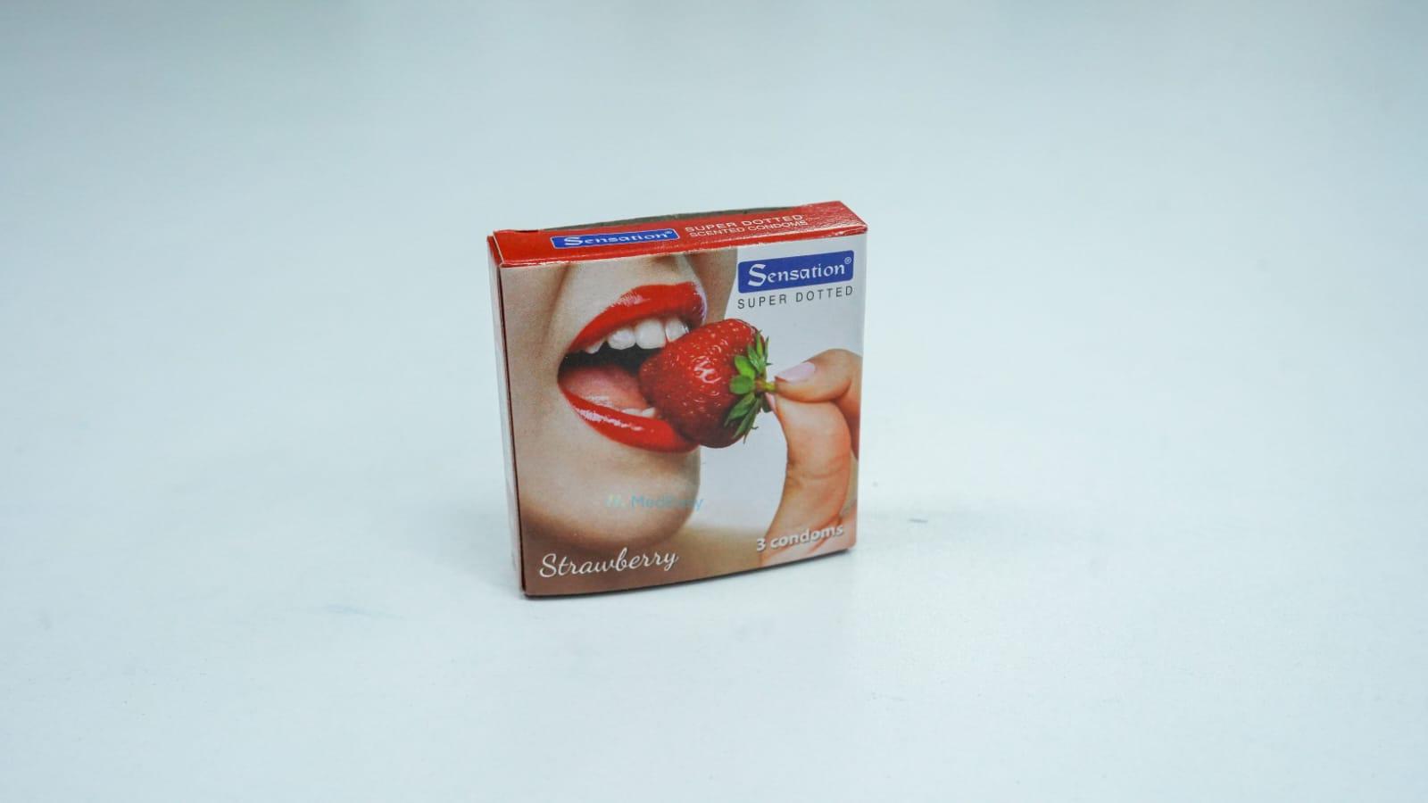 Sensation Super Dotted Strawberry Condoms | MedEasy